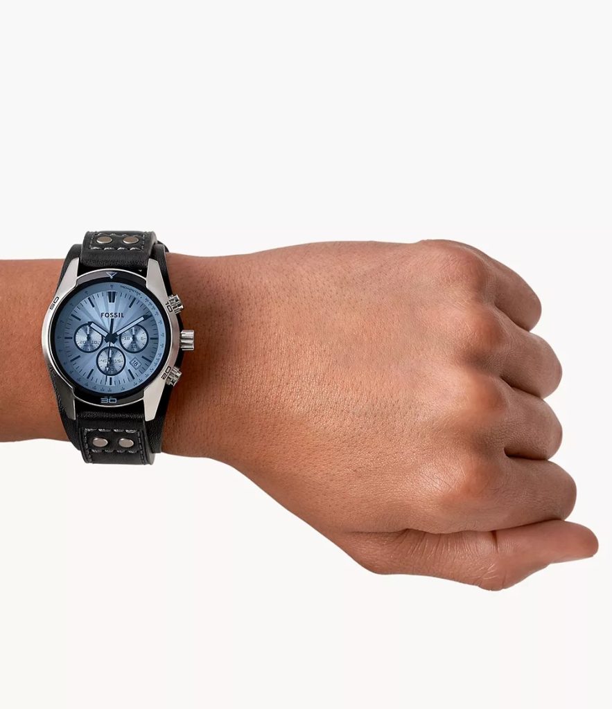 Fossil Coachman Chronograph Black Leather Watch – Watches Unlimited